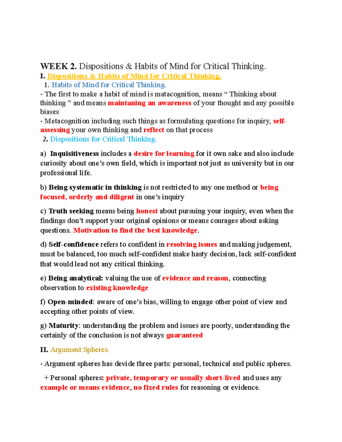 Critical Thinking - guugkj - WEEK 2. Dispositions & Habits of Mind for ...