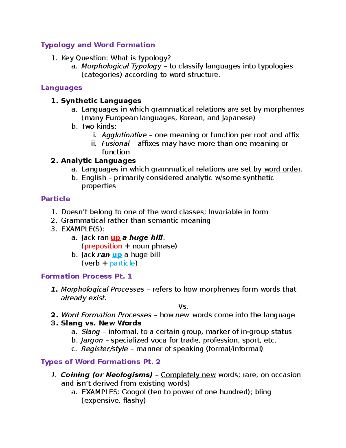 一 Week 7 Notes Word Formation - Typology and Word Formation Key ...