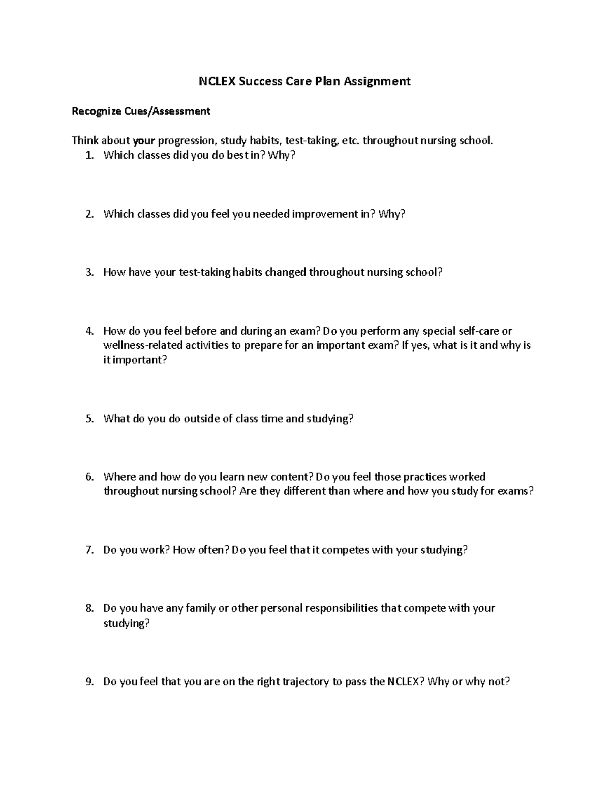 Nclex Success Care Plan Assignment - NCLEX Success Care Plan Assignment ...