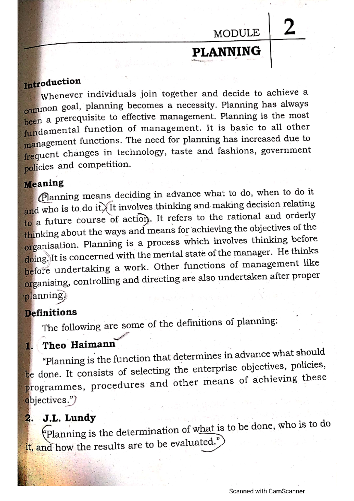 Planning 2 nd module - B.Com 1 sem - Studocu