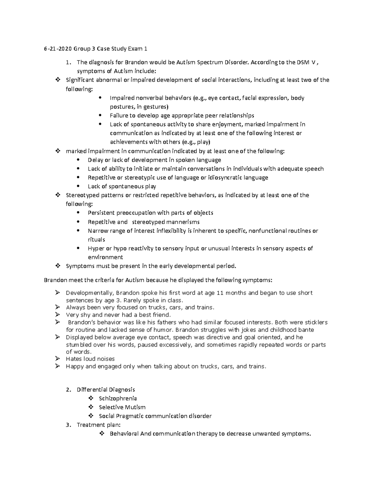 NR 673 G3 Case study Exam 1 6-21-2020 - 6-21-2020 Group 3 Case Study ...