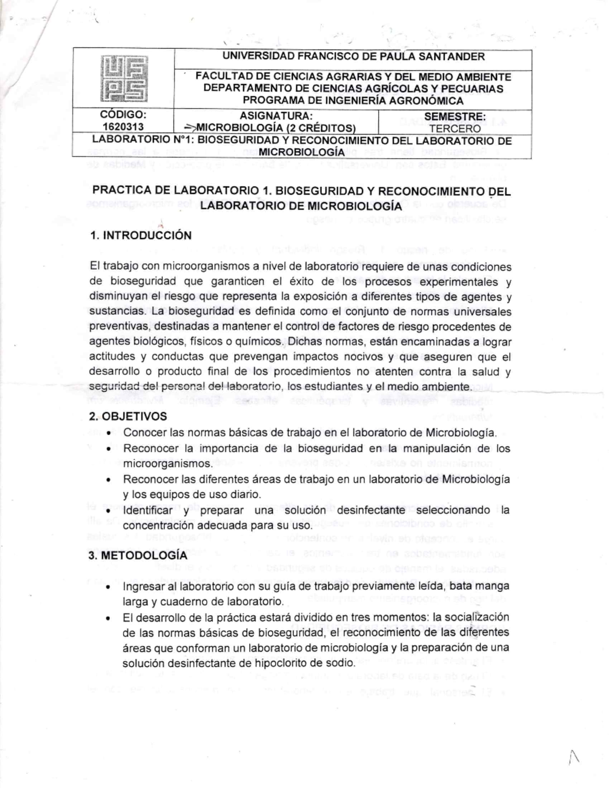 Práctica 1. Normas de Bioseguridad - Mecanica de sólidos - Studocu