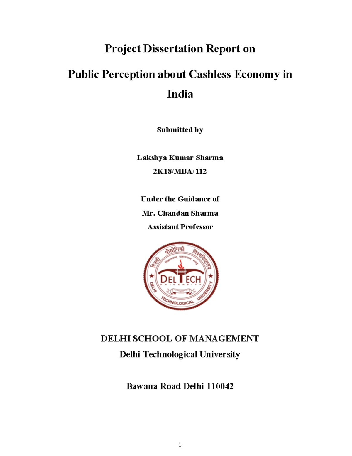 MBA Lakshya Kumar Sharma - Project Dissertation Report on Public ...
