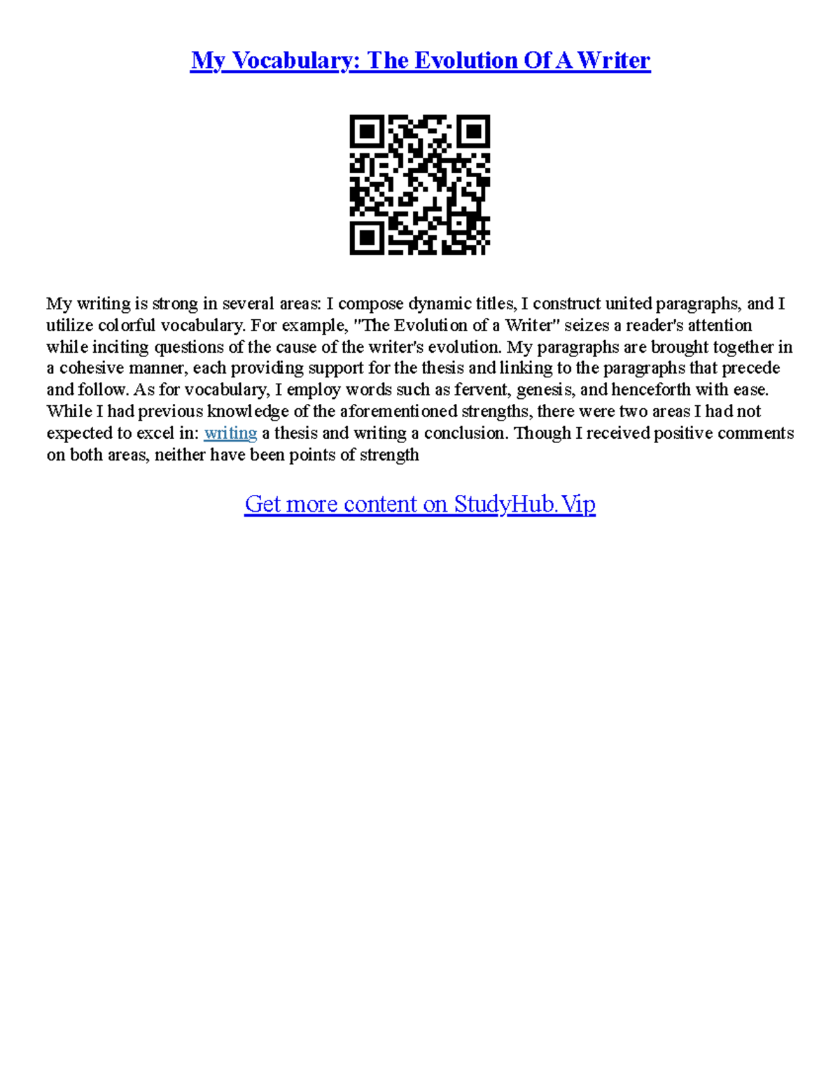 Vocabulary For Essay Writing - My Vocabulary: The Evolution Of A Writer ...