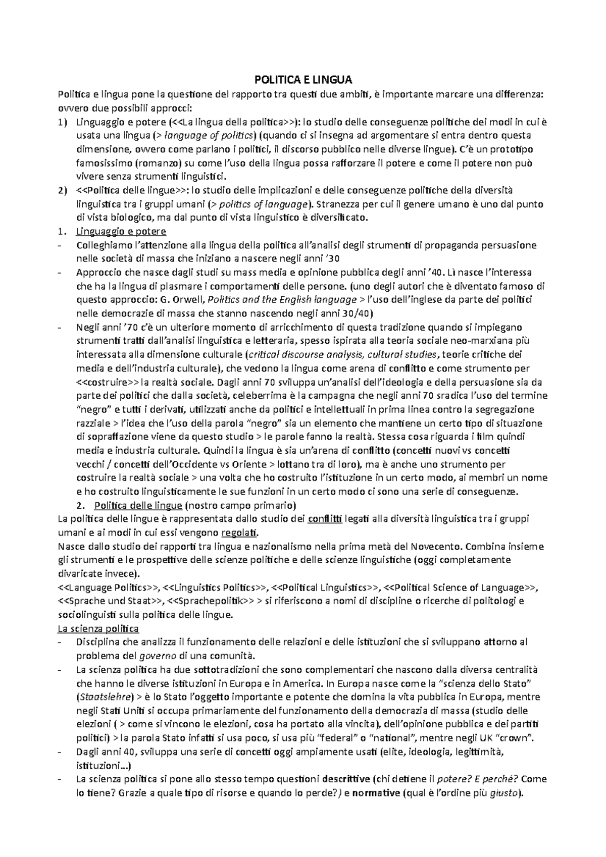 Politiche e multilinguismo - Appunti e slides integrati - POLITICA E LINGUA Politica e lingua ...