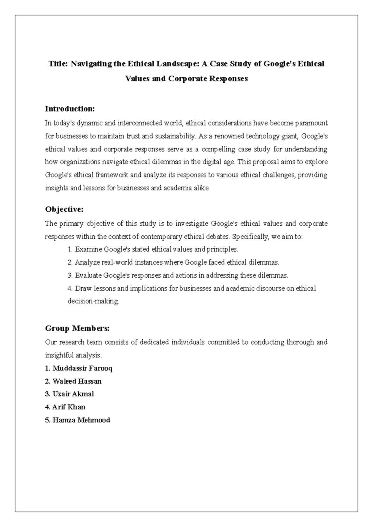 Ethics proposal - press release - Title: Navigating the Ethical ...