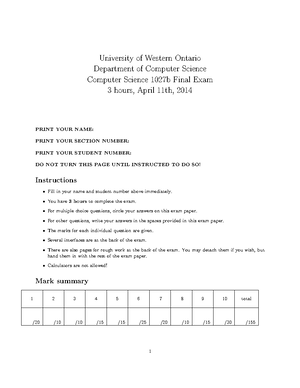 1027 Final Cheatsheet - CS1027b - Studocu