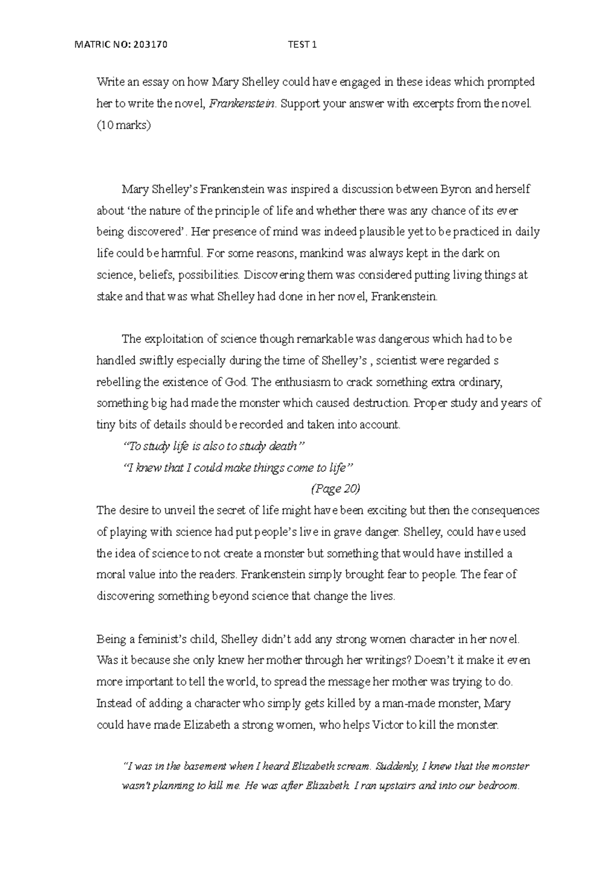 203170 Test 1 - Its a 3 page essay - MATRIC NO: 203170 TEST 1 Write an ...