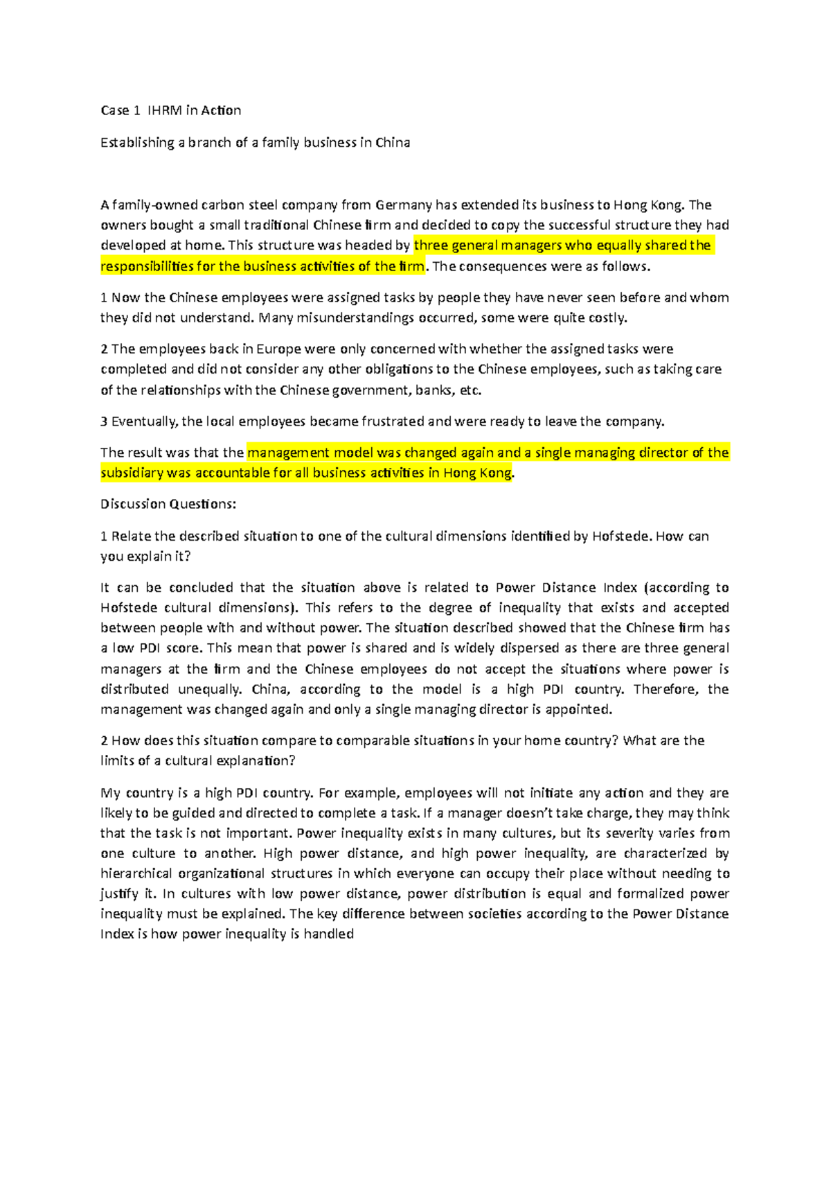 13-7 IHRM in Action - Assignment 1 - Operation Management - USM - StuDocu