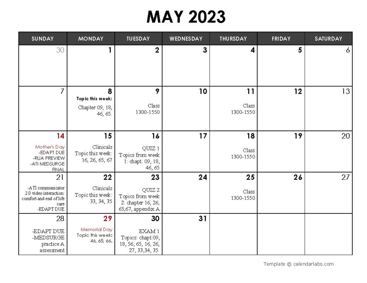 Calendar calendar - MAY 2023 SUNDAY MONDAY TUESDAY WEDNESDAY THURSDAY ...