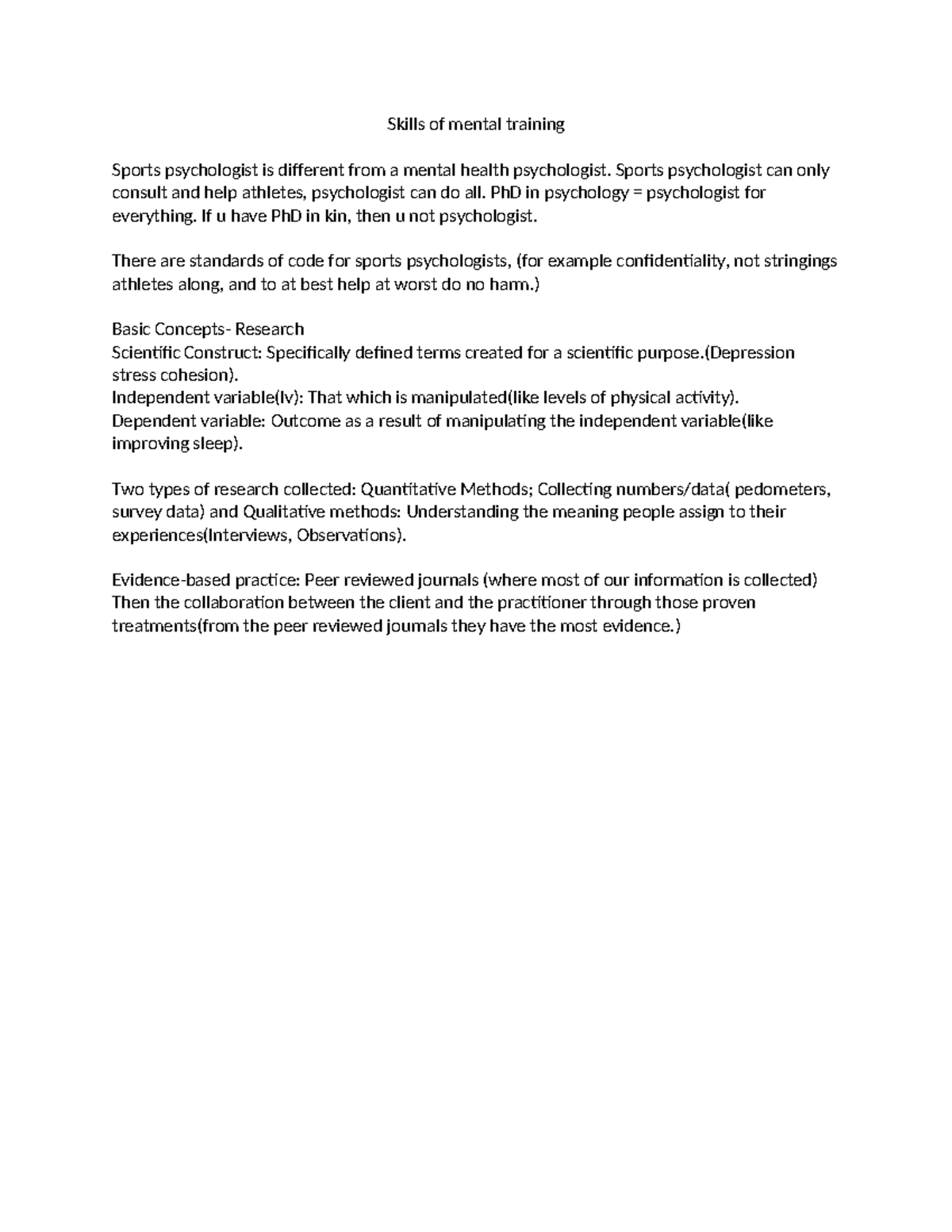 Skills of mental training lecture 1 - Skills of mental training Sports ...