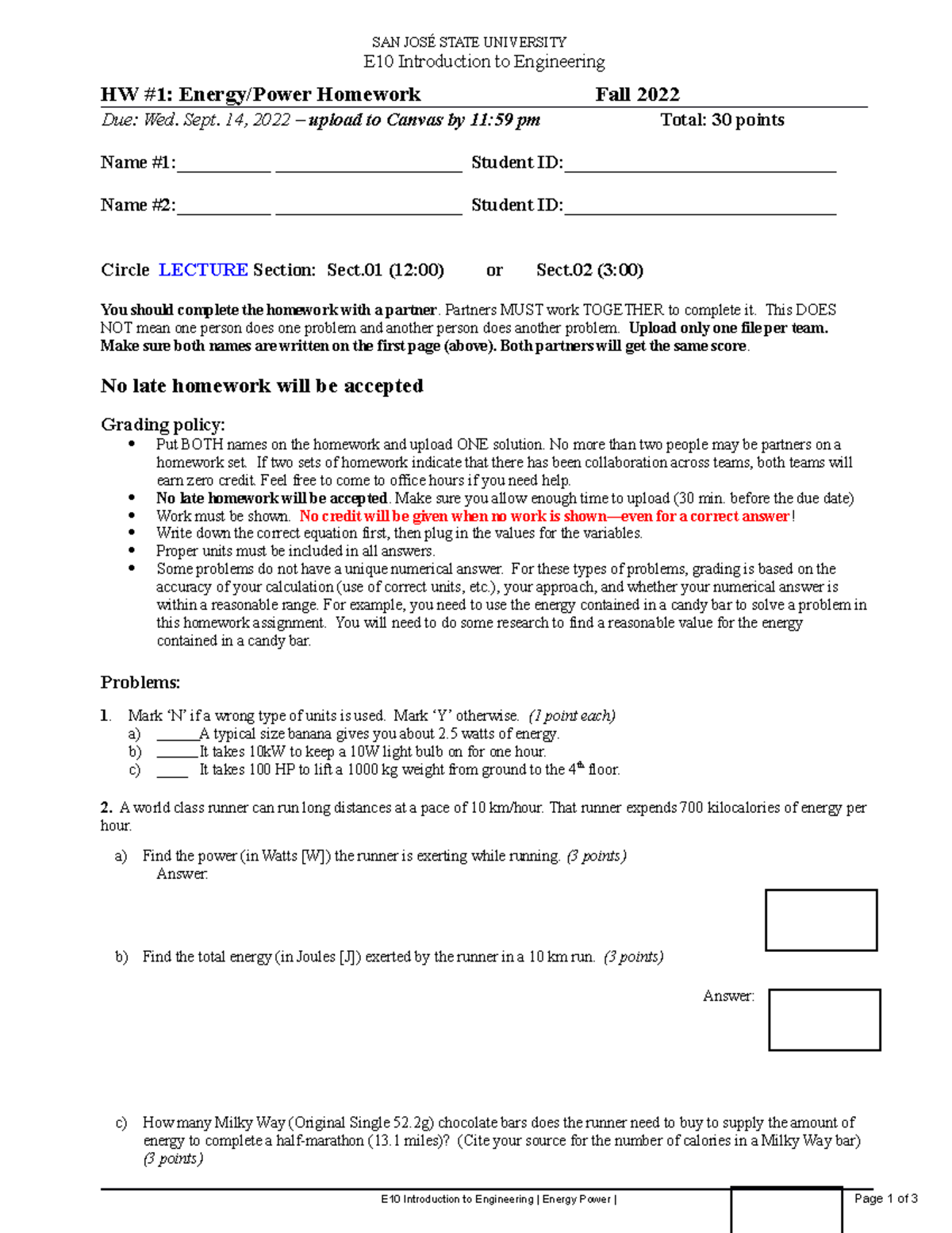 HW1 Energy Power F22 - PDF File of HW1 - SAN JOSÉ STATE UNIVERSITY E10 ...