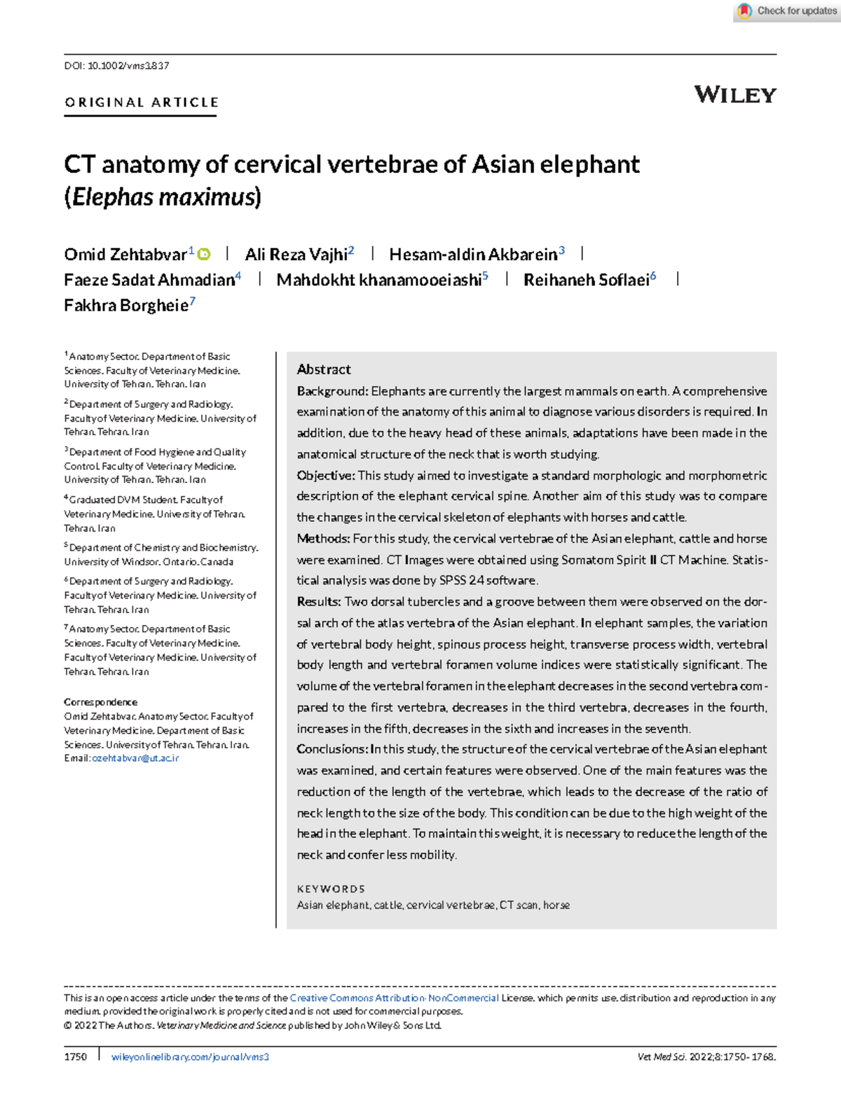 Veterinary Medicine Sci - 2022 - Zehtabvar - CT anatomy of cervical ...