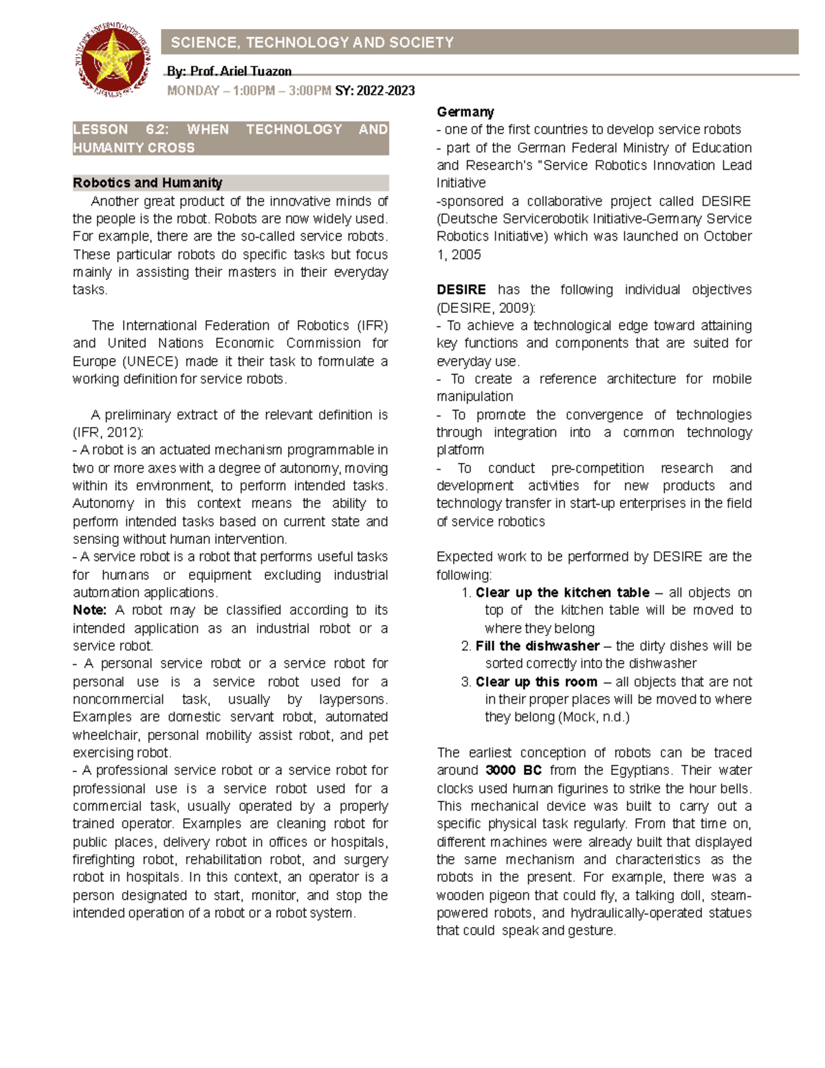 STS- Lesson-6 - Can serve as reviewer - SCIENCE, TECHNOLOGY AND SOCIETY ...