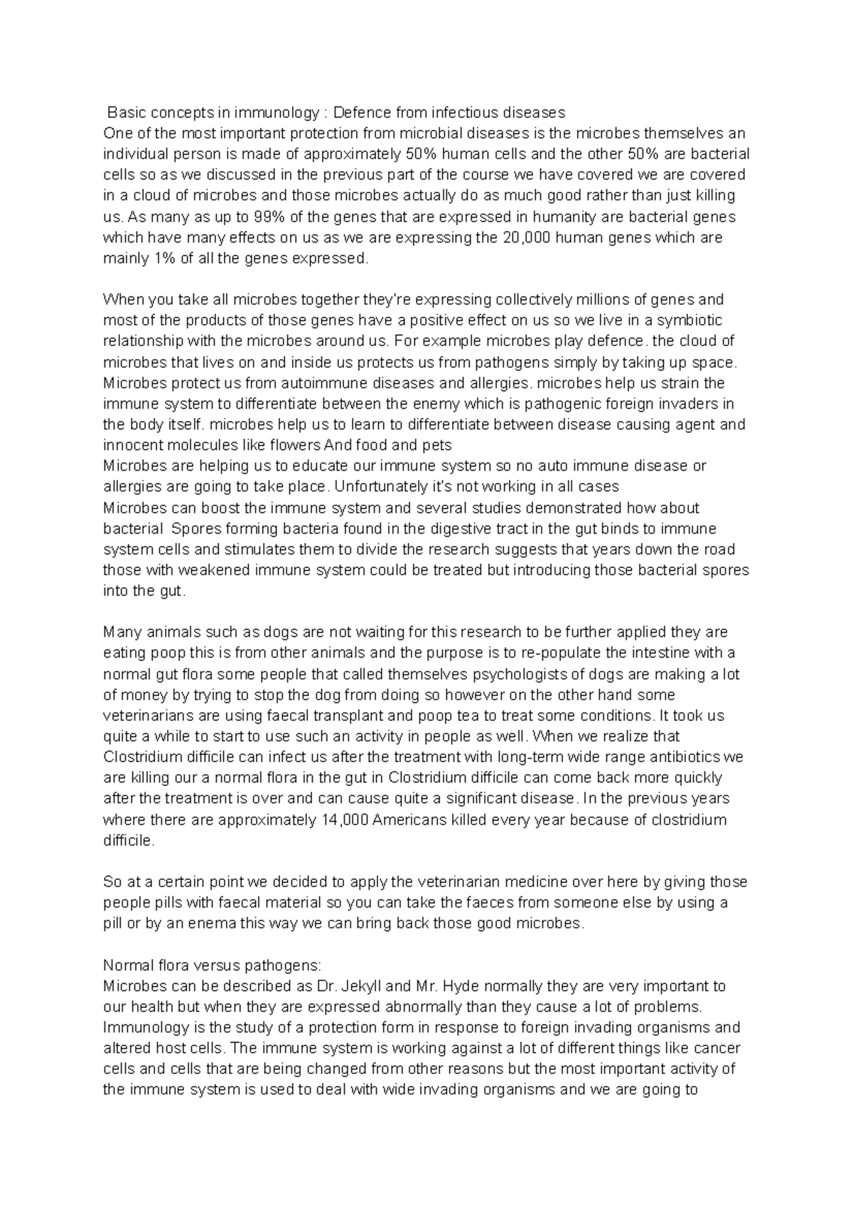 NATS 1670 week 5 - NOTES - Basic concepts in immunology : Defence from ...