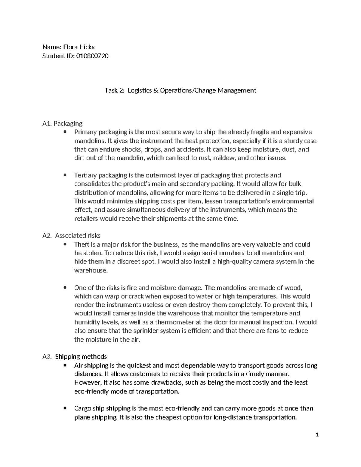 Task 2 Template (ADA) (1-23) - Name: Elora Hicks Student ID: 010800720 ...