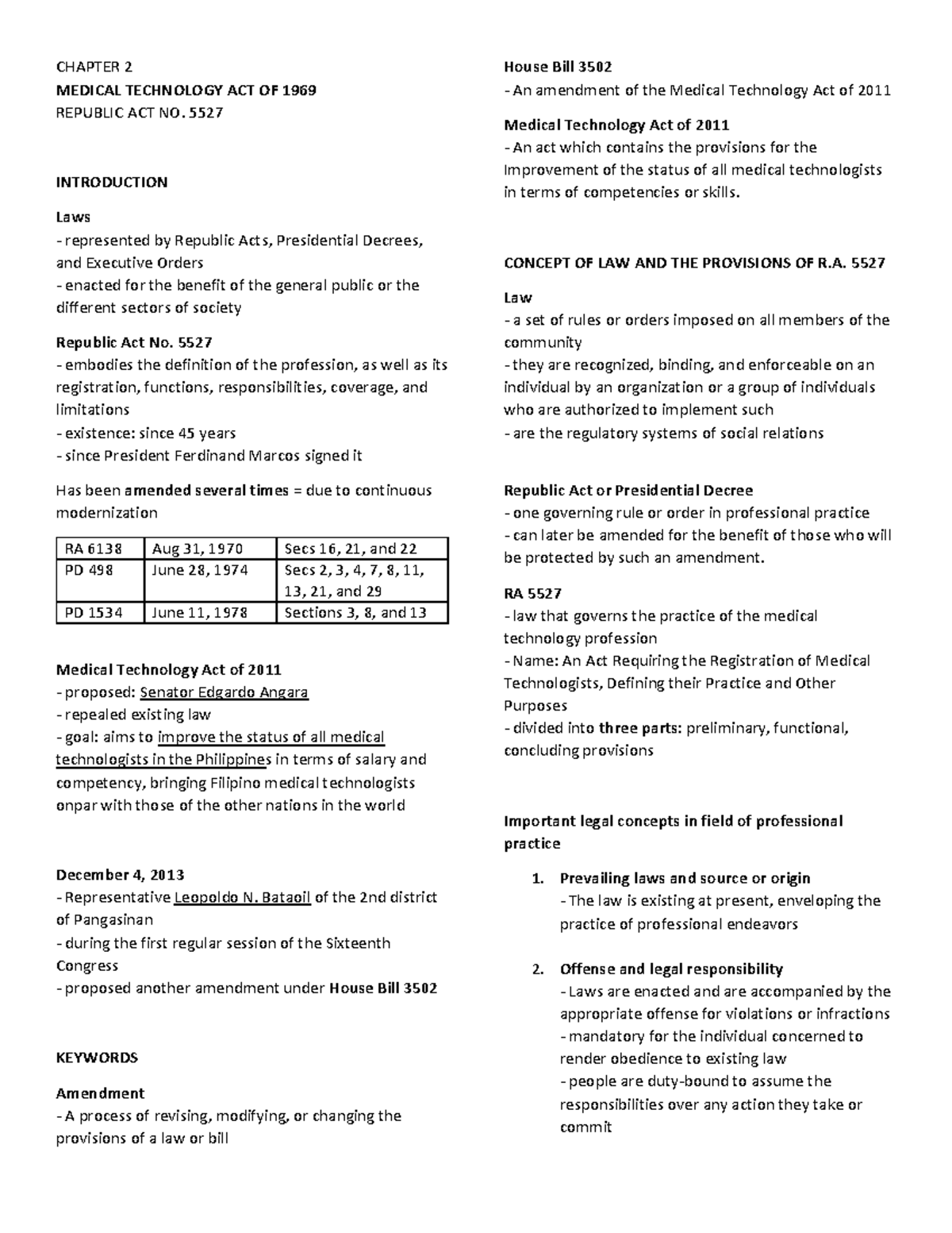 Toaz - Law 5527 - CHAPTER 2 MEDICAL TECHNOLOGY ACT OF 1969 REPUBLIC ACT ...