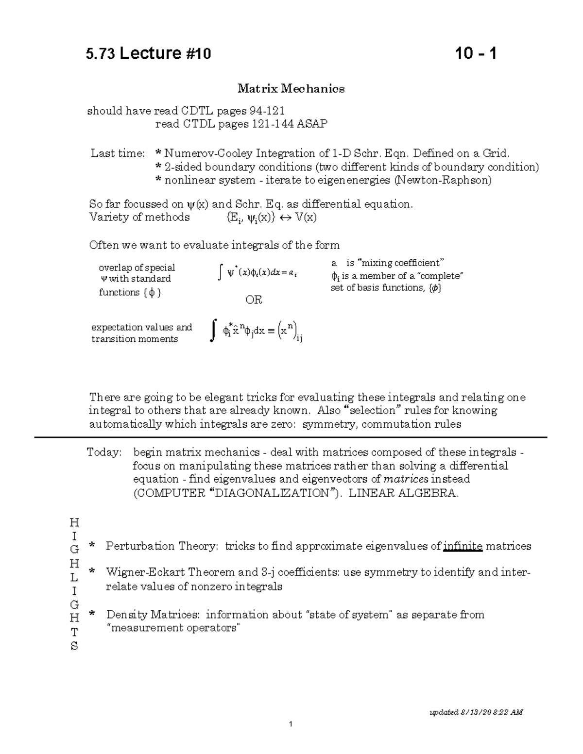 Matrix Mechanics (PDF - 1.1MB) - H I G H L I G H T S Matrix Mechanics ...