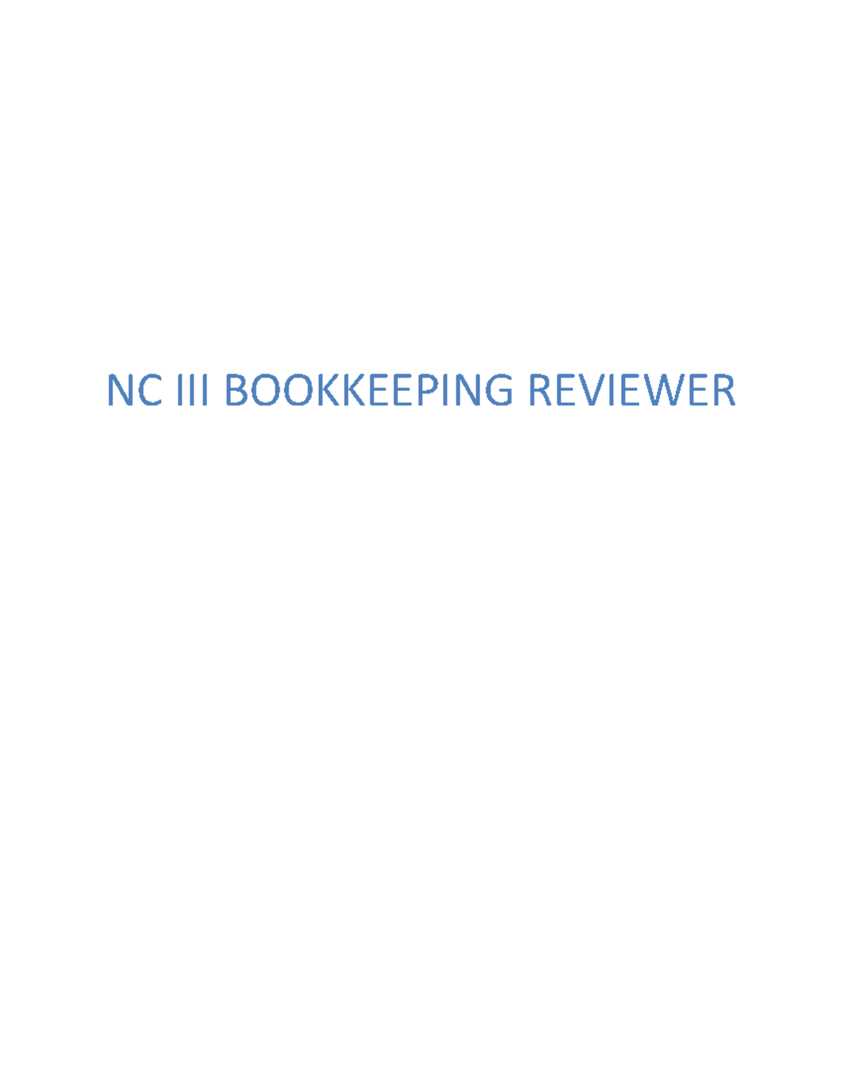 NC III Bookkeeping Reviewer - NC III BOOKKEEPING REVIEWER THE ...