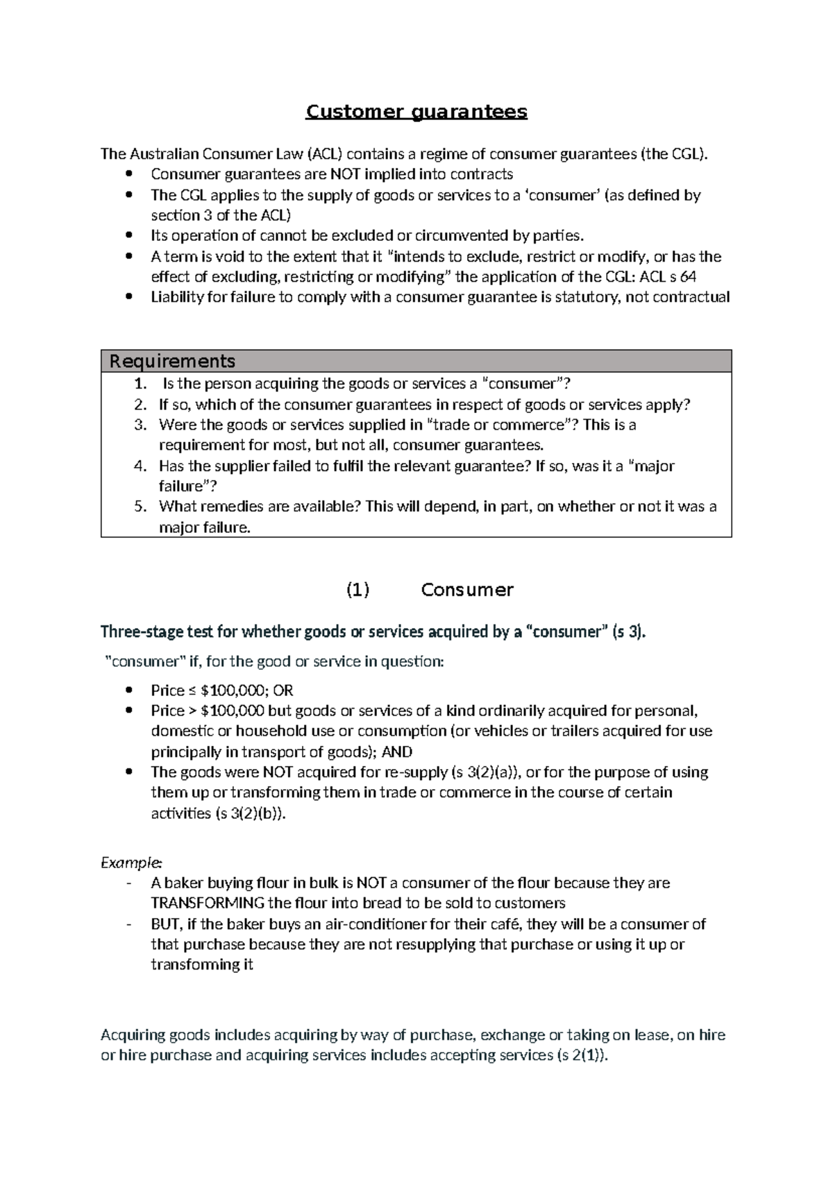 summary of ACL act notes and brief run through of topic week 3 notes ...