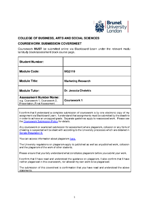 CW brief - Brunel Business School Assessment Title: Marketing Research ...