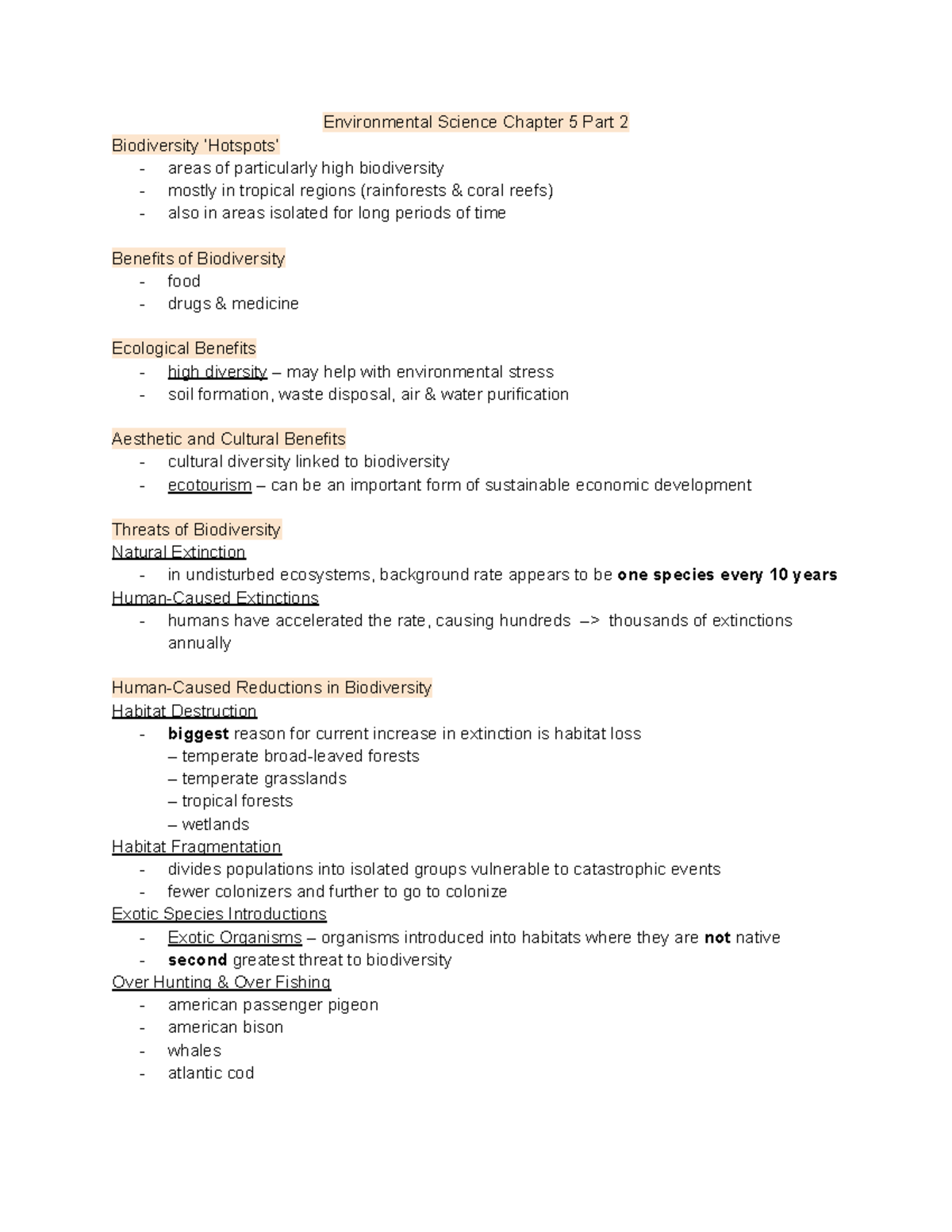 Introduction to Environmental Science Chapter 5 Part 2 - Environmental ...