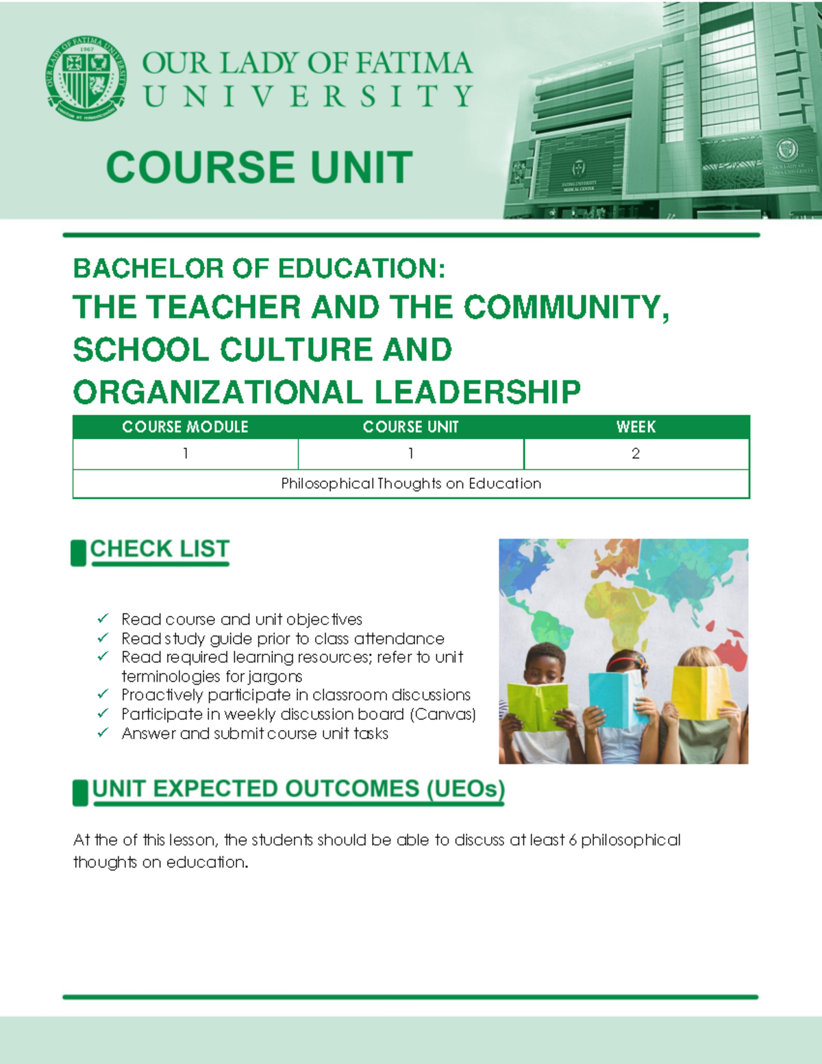 01 TCOM111 Course Unit 1 - BACHELOR OF EDUCATION: THE TEACHER AND THE ...