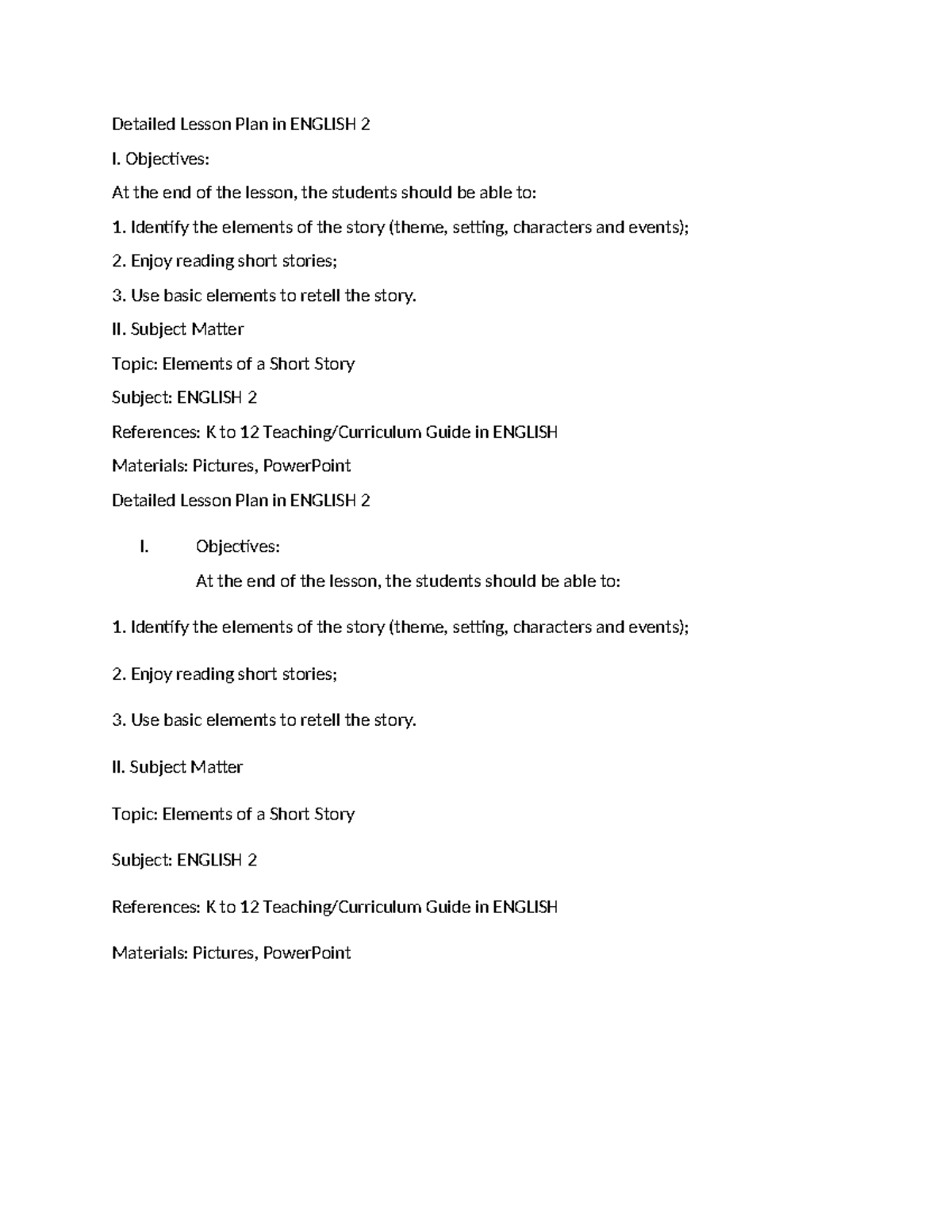 Detailed Lesson Plan in English 2 - Detailed Lesson Plan in ENGLISH 2 I ...
