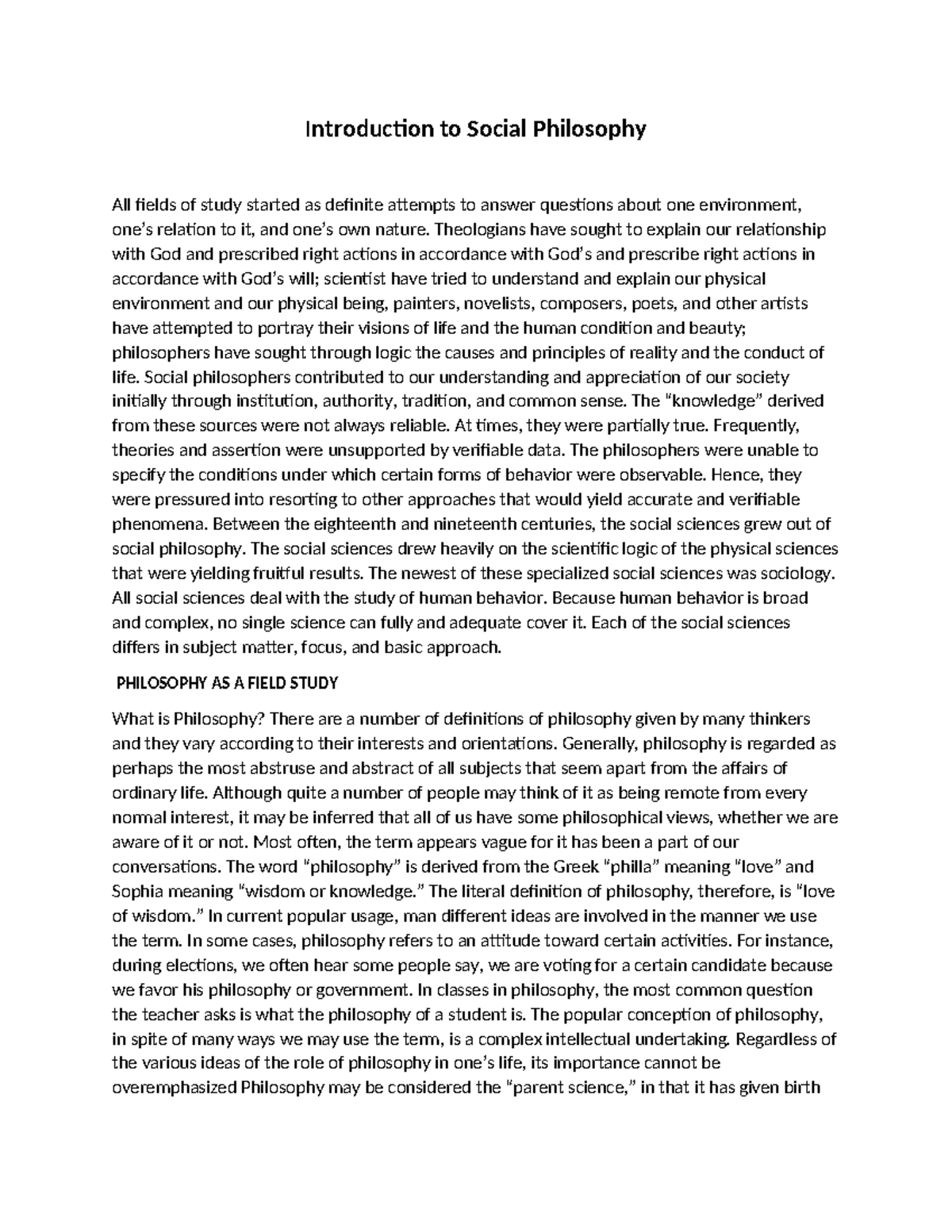 Introduction to Social Philosophy - Theologians have sought to explain ...