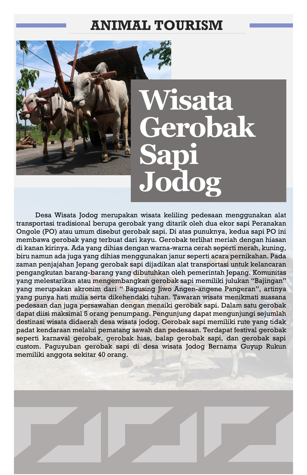 Booklet animals - ANIMAL TOURISM Desa Wisata Jodog merupakan wisata ...