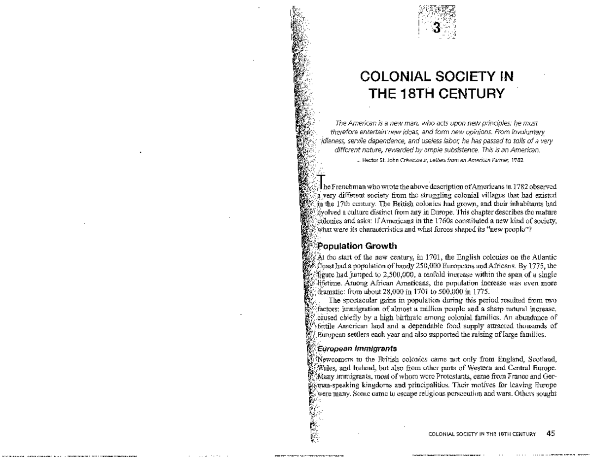 Amsco+2020+Ch+3 - Reading Chapter - COLONIAL SOCIETY IN THE 18TH ...