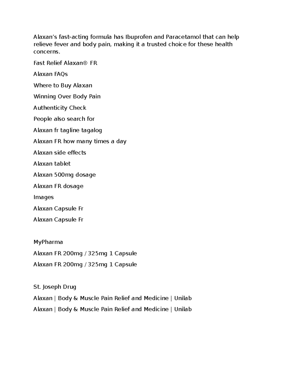 Alaxan - notes - Alaxan’s fast-acting formula has Ibuprofen and ...