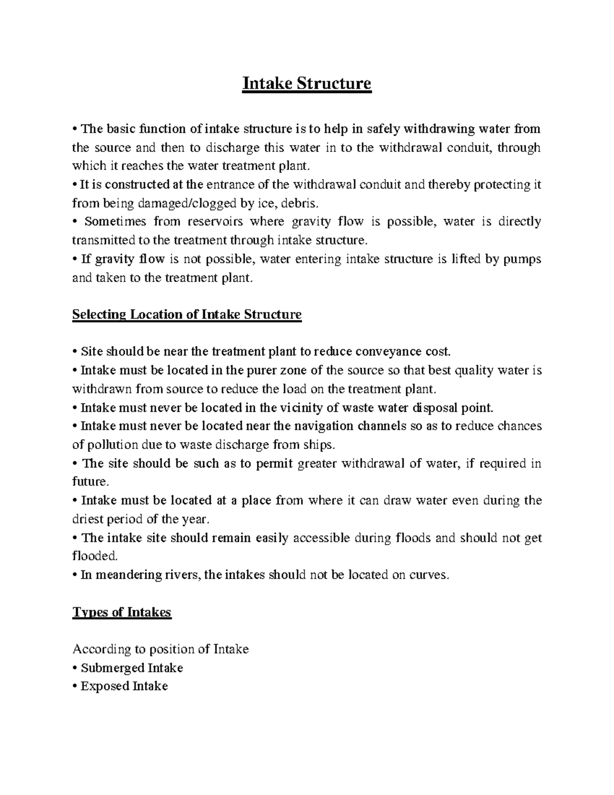 Intake Structure - Intake Structure The basic function of intake ...