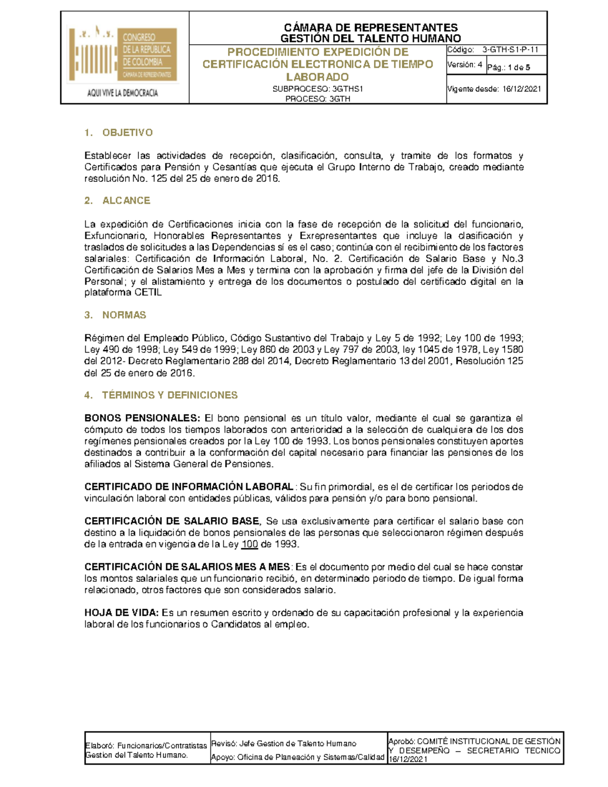 Procedimiento Expedición DE Certificación DE Tiempo Laborado - GESTIÓN ...