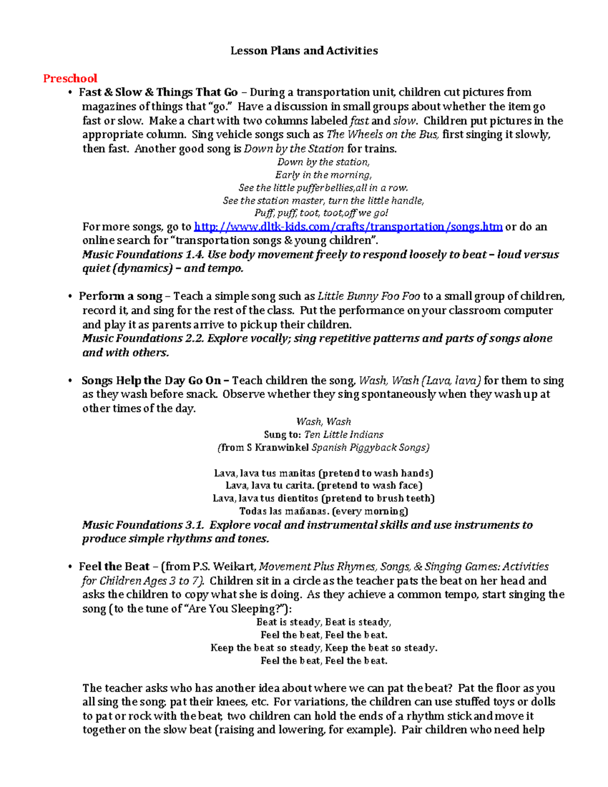 Lesson Plans and Activities - Lesson Plans and Activities Preschool ...