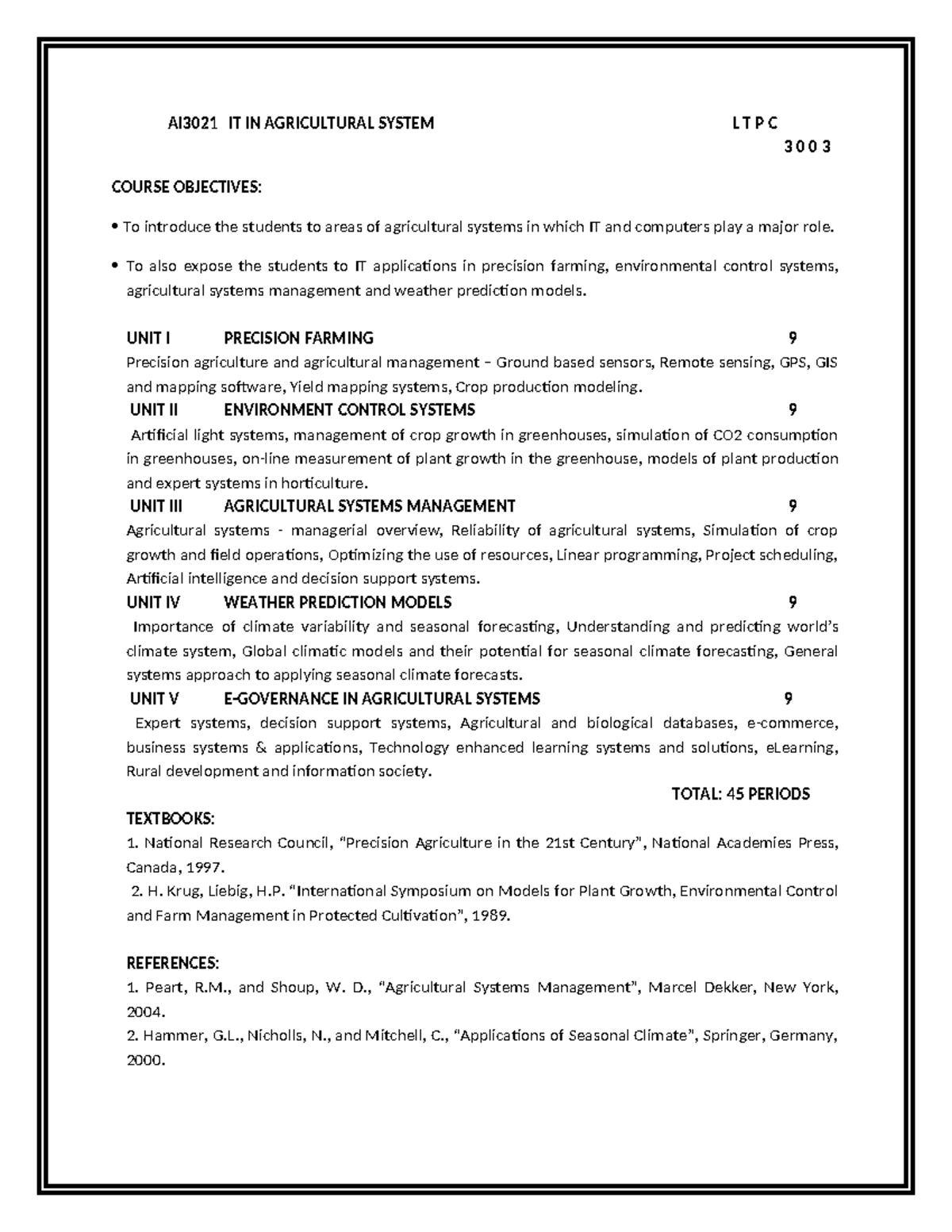 AI3021 IT IN Agricultural System Syllabus - AI3021 IT IN AGRICULTURAL ...