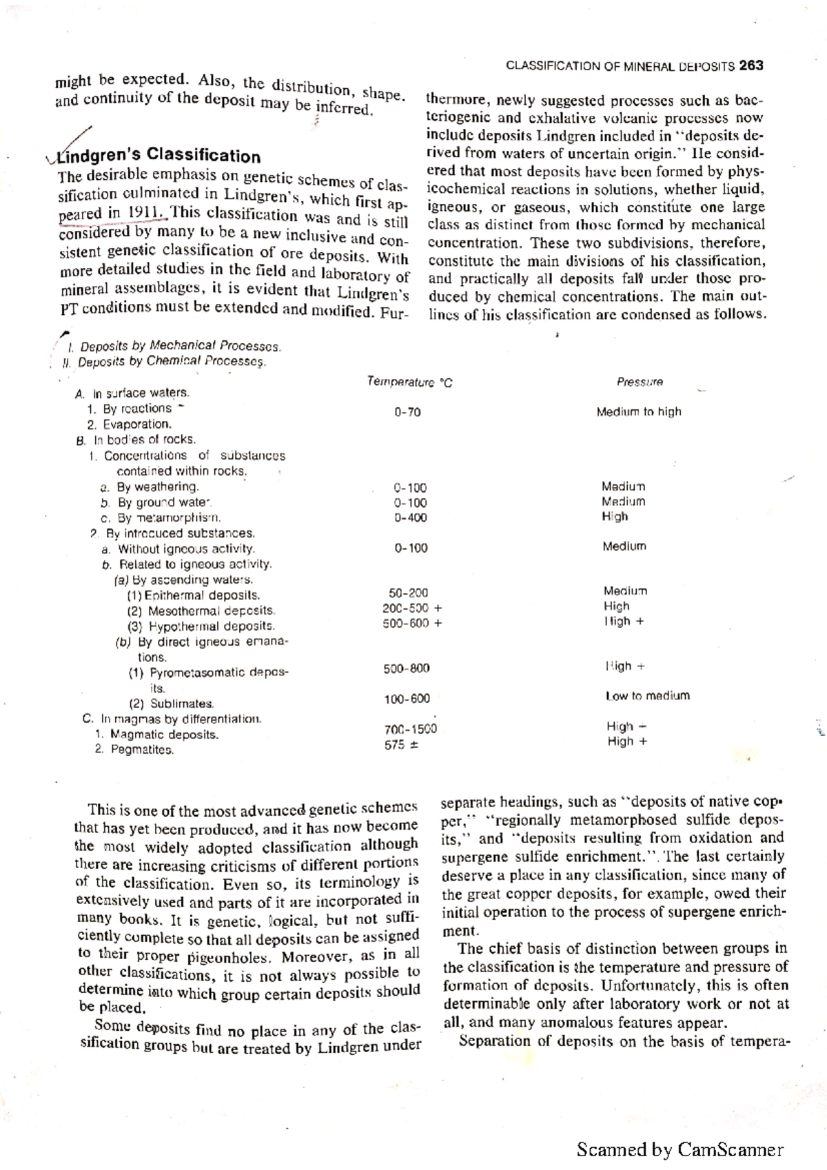 Lindgren classification - Bsc Geology - Studocu