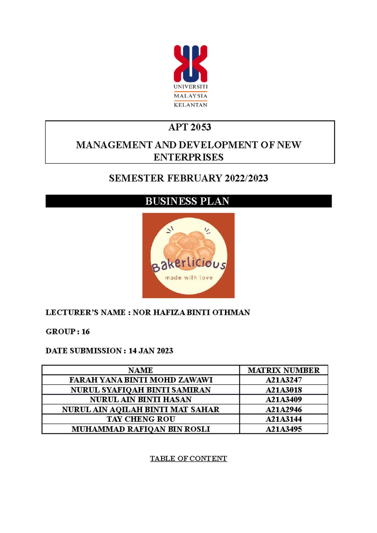 Assignment APT2053 - APT 2053 MANAGEMENT AND DEVELOPMENT OF NEW ...