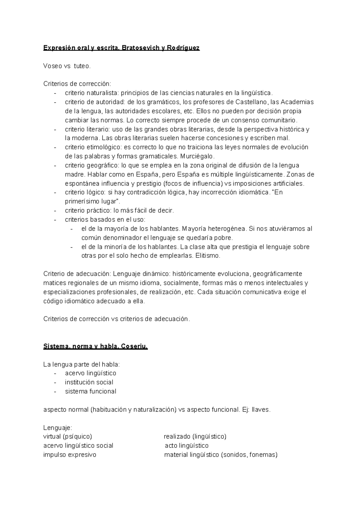 CE (Resumen) - Expresión oral y escrita. Bratosevich y Rodríguez Voseo ...