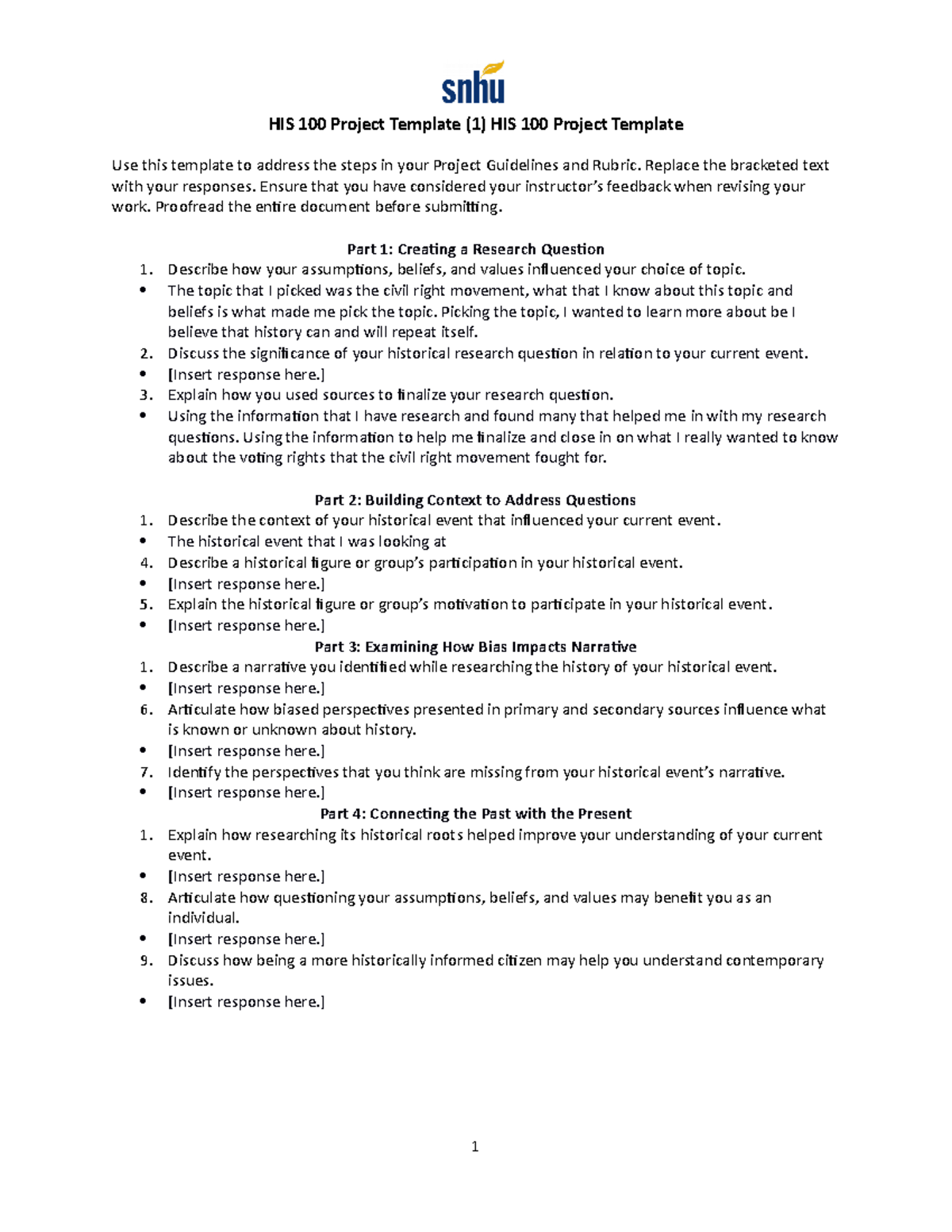 HIS 100 Project - Module 4 - HIS 100 Project Template (1) HIS 100 ...