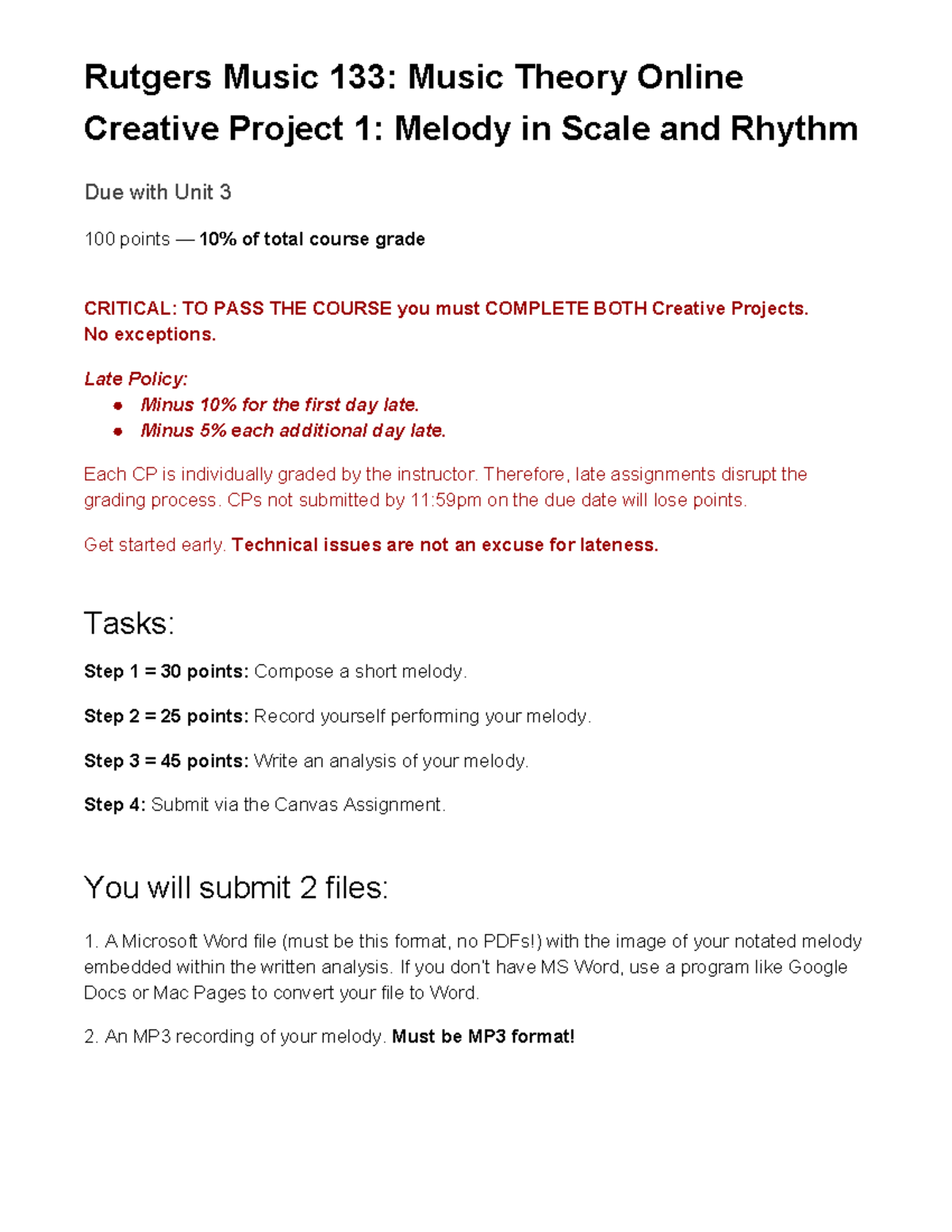 Course Project description and instructions - Rutgers Music 133: Music ...