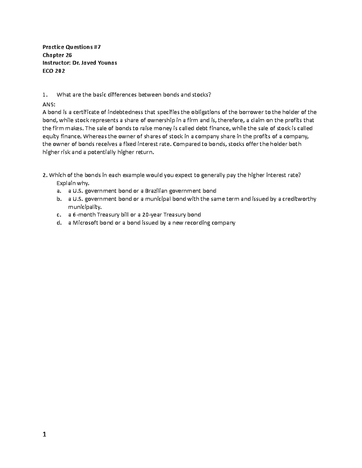 Practice Questions Chp 26 - Practice Questions # Chapter 26 Instructor ...