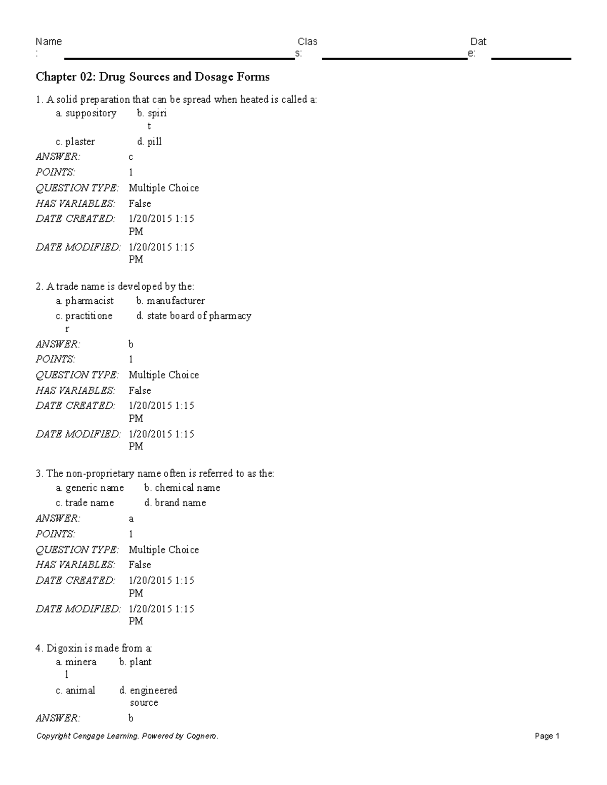 Chapter 02 Drug Sources and Dosage Forms - : s: e: Chapter 02: Drug ...