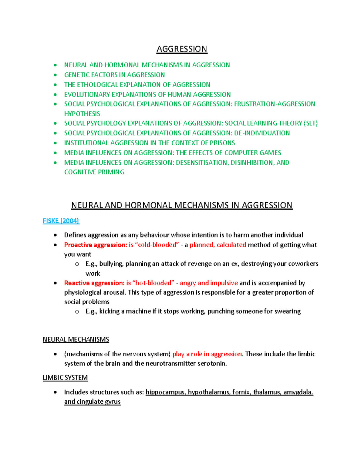 Aggression - AGGRESSION • NEURAL AND HORMONAL MECHANISMS IN AGGRESSION ...