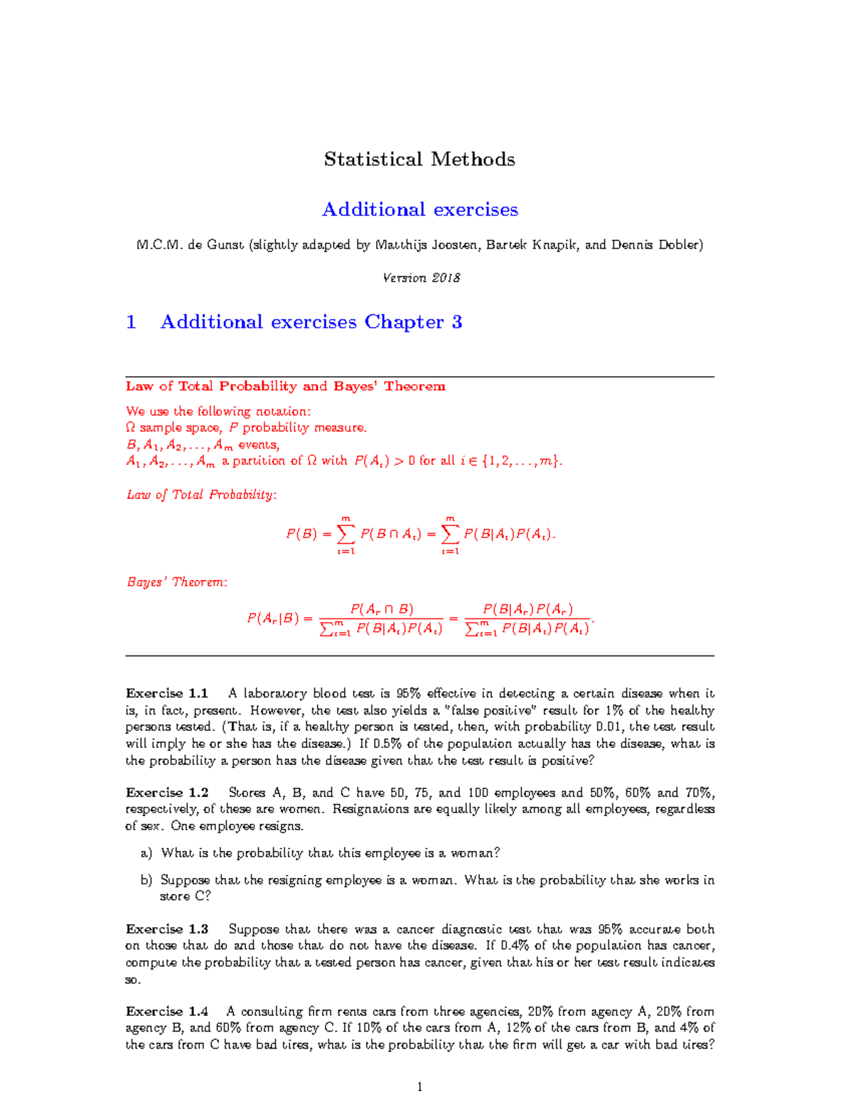 Additional-exercises 2018 - Statistical Methods Additional exercises M.C. de Gunst (slightly ...