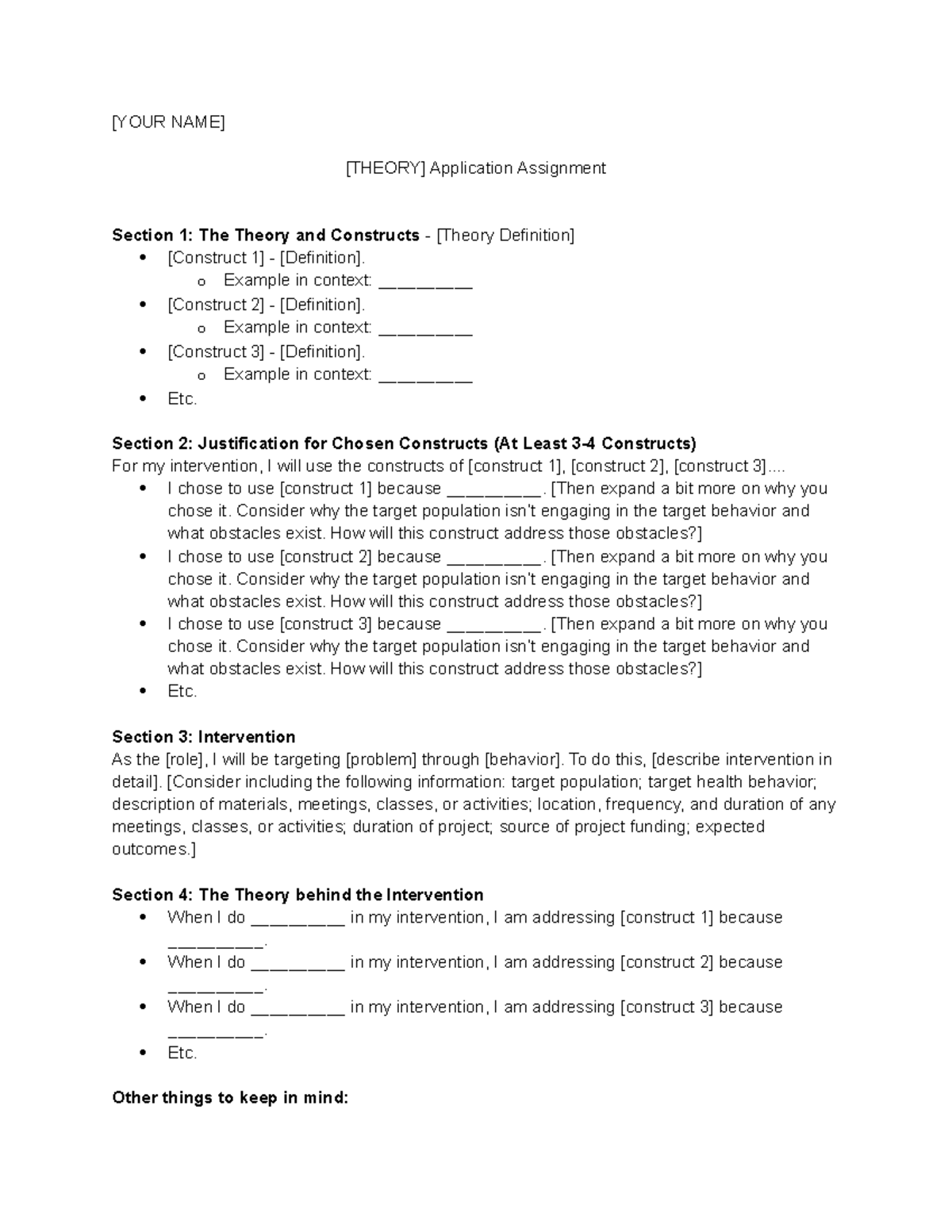 Application Assignment Format - [YOUR NAME] [THEORY] Application Assignment Section 1: The ...