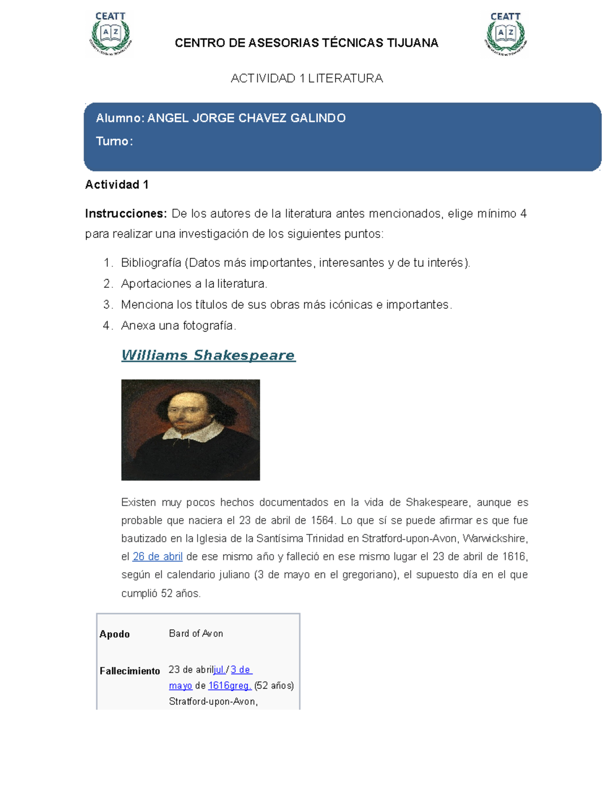 Actividad 1 ( Literatura - ACTIVIDAD 1 LITERATURA Actividad 1 ...