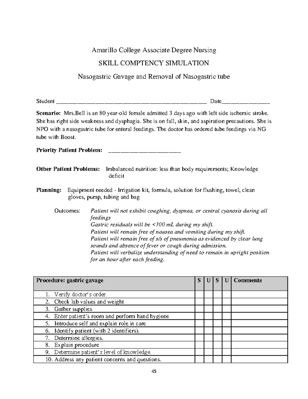 Nasogastric Gavage and NG tube removal - Amarillo College Associate ...
