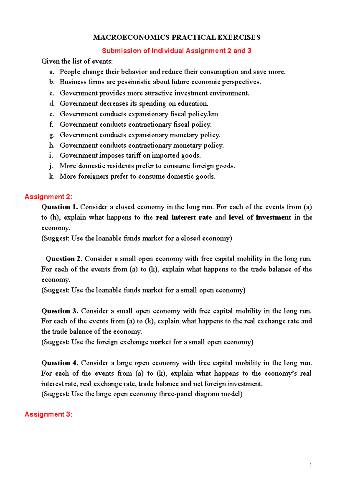 Exercise eco121 individual 2 and 3 _spring 2022 - MACROECONOMICS ...