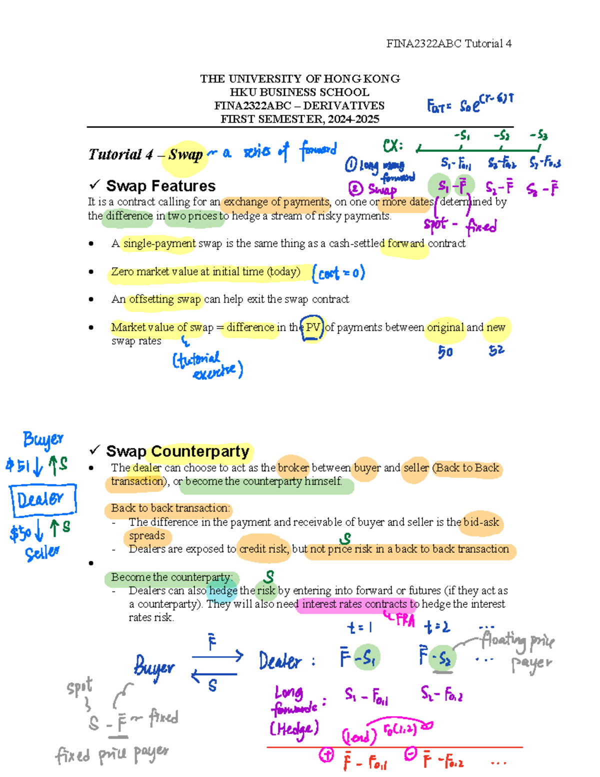 FINA2322 ABC Tutorial 4 notes - THE UNIVERSITY OF HONG KONG HKU ...